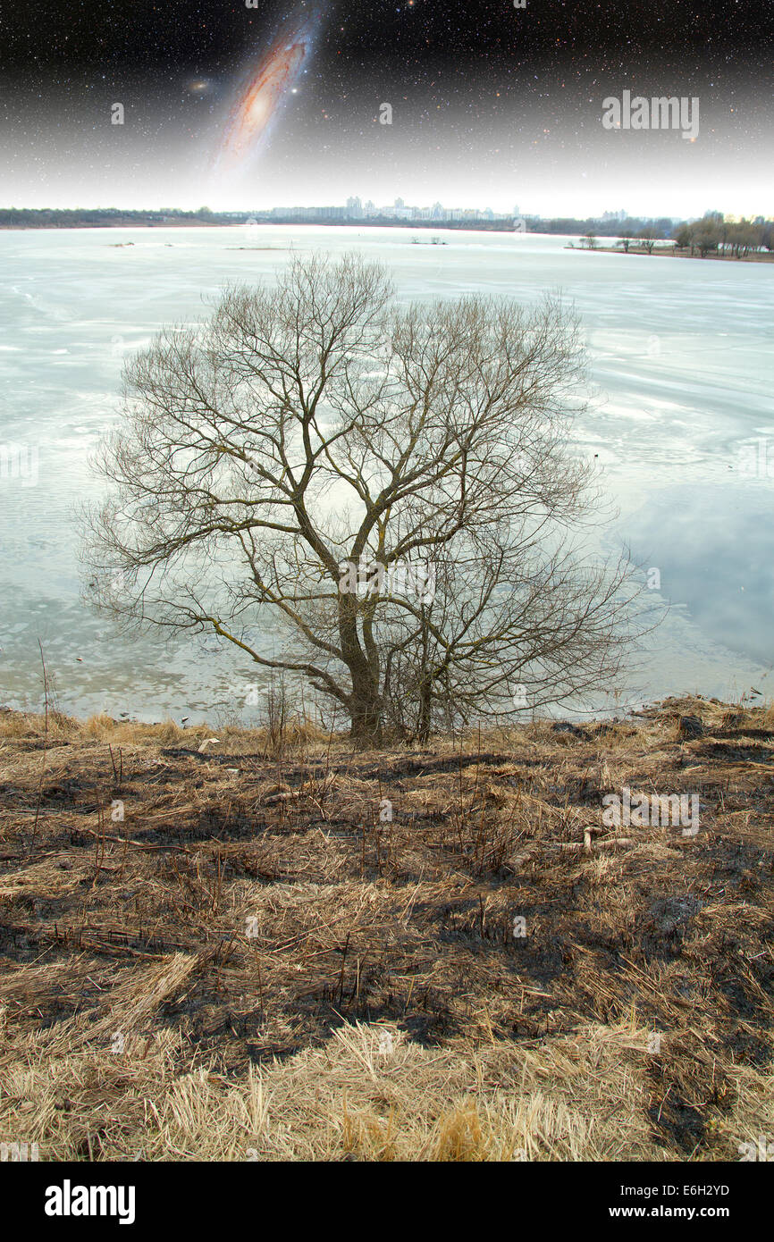 frozen river in spring. Elements of this image furnished by NASA Stock ...