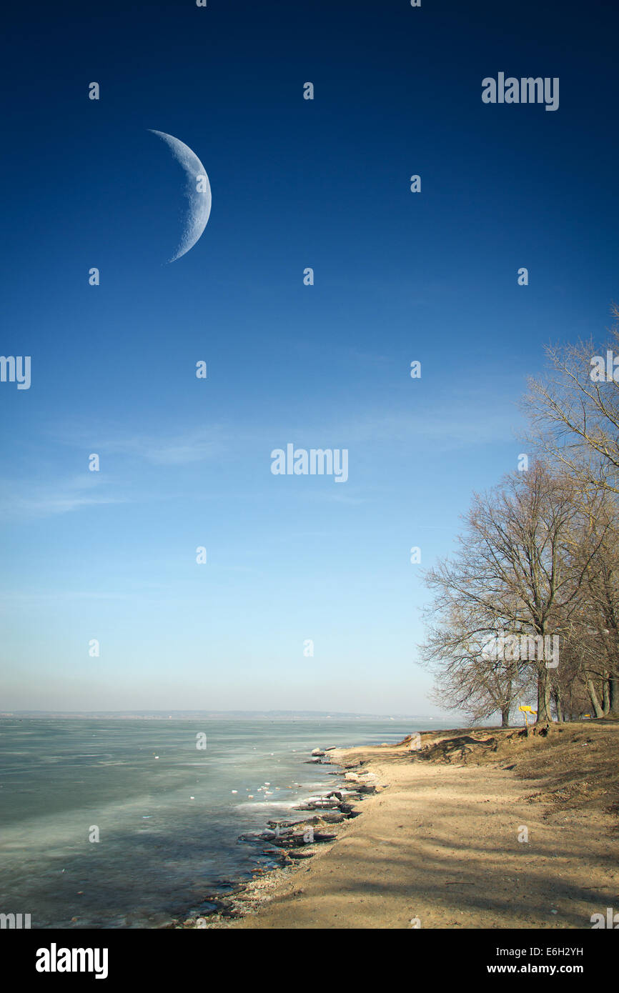 frozen river in spring Stock Photo - Alamy
