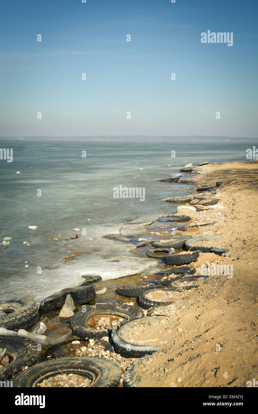 frozen river in spring Stock Photo - Alamy