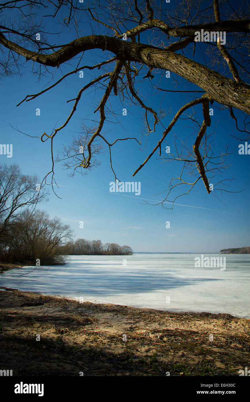 frozen river in spring Stock Photo - Alamy