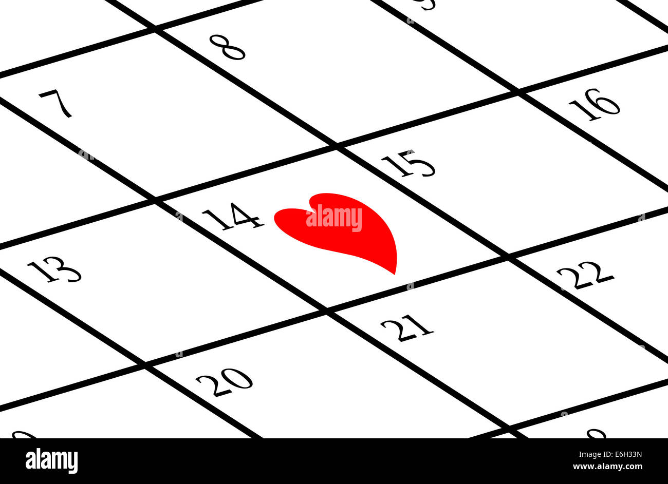 Calendar with Valentine's day marked on it with a heart Stock Photo - Alamy
