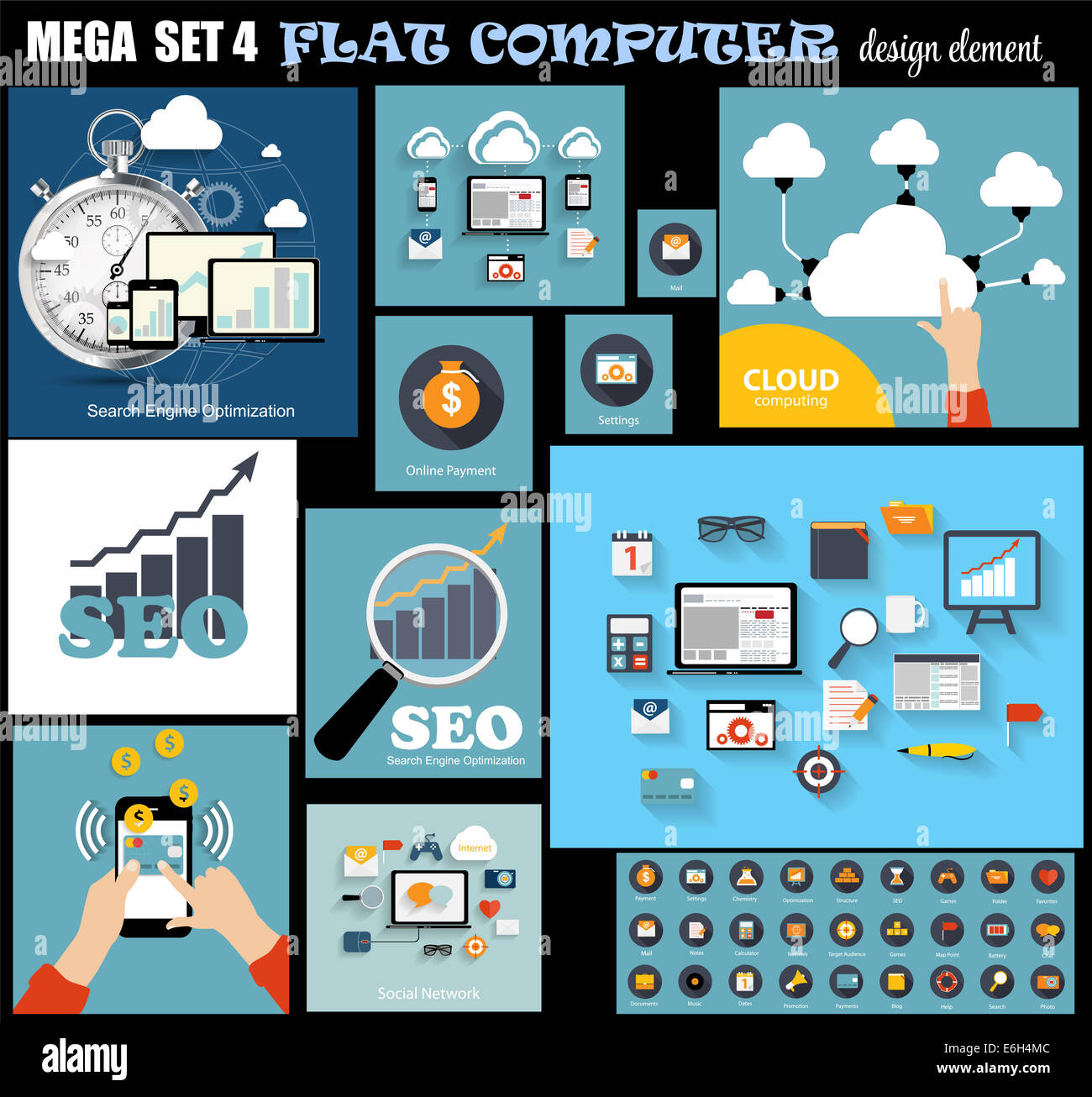Mega Set Flat Computer Design Vector Illustration Stock Photo - Alamy