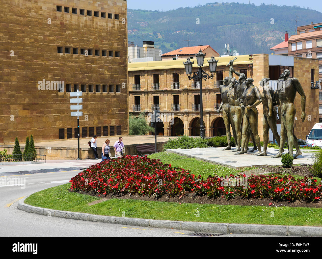 OVIEDO, SPAIN - JULY 17, 2014: Plaza Carbayon in the center of Oviedo ...