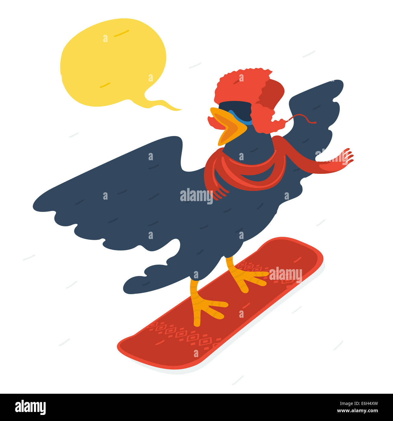 Bird goes snowboarding Stock Photo - Alamy