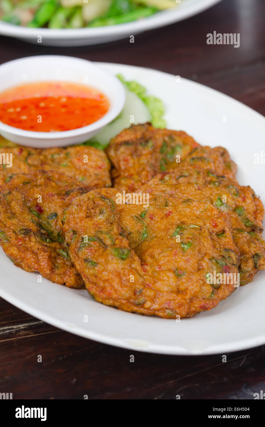 close up deep fried shrimp cakes with chili sauce Stock Photo - Alamy