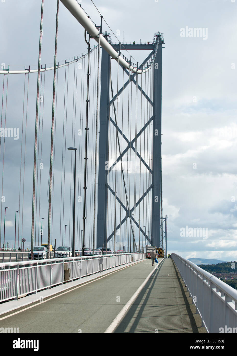 Tall tower of the Forth Road Bridge - suspension bridge spanning the ...
