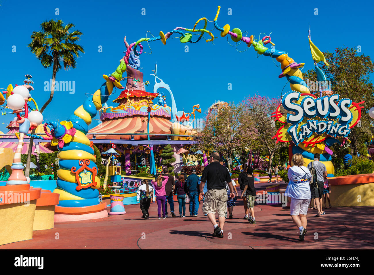 Park guests enter Seuss Landing in Islands of Adventure at Universal ...