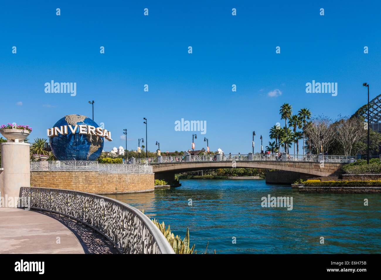 Bridge from City Walk to Universal Studios passes iconic rotating world ...