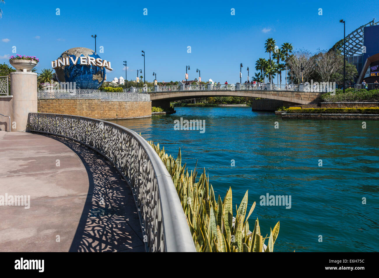 Bridge from City Walk to Universal Studios passes iconic rotating world ...