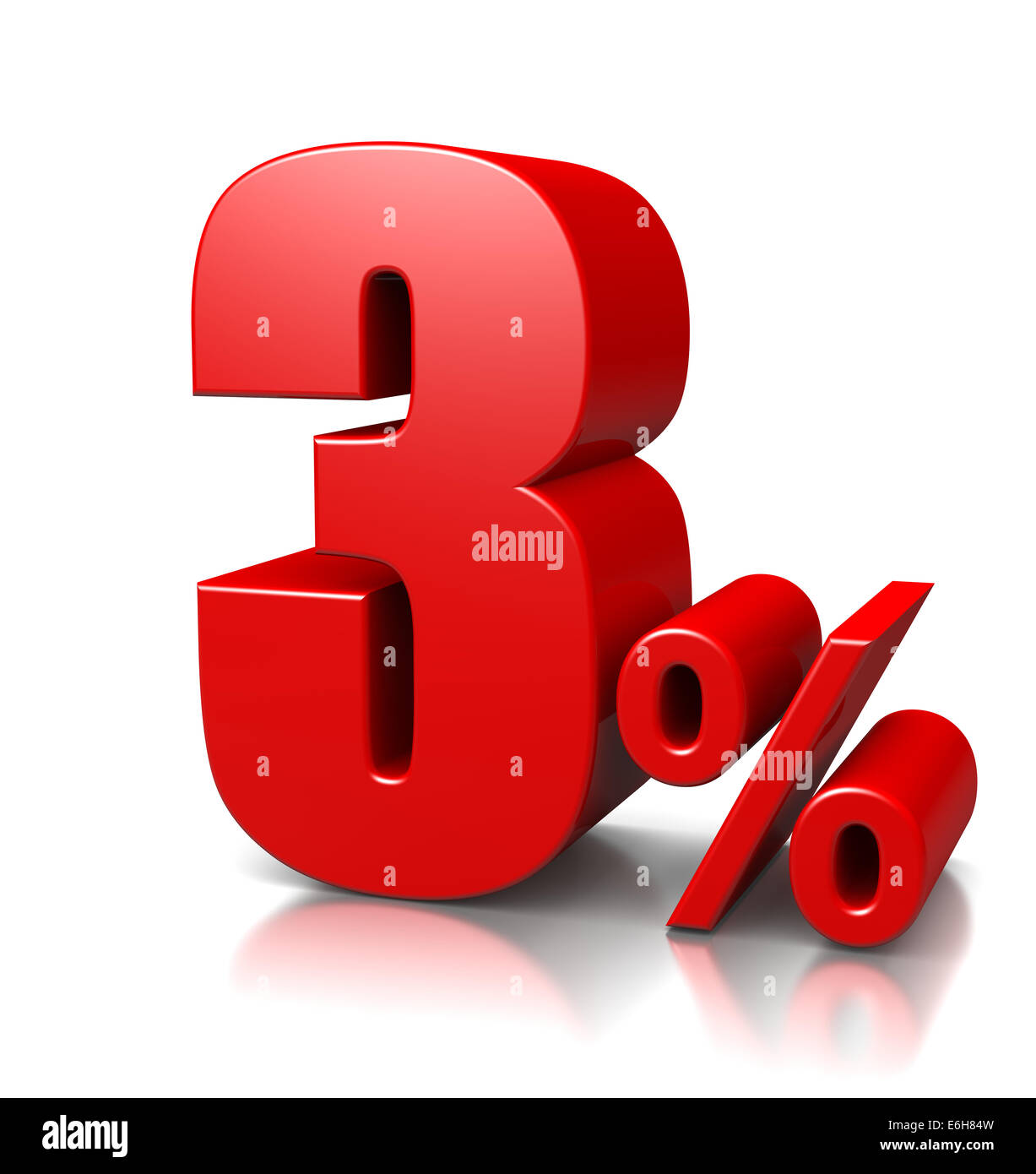 Red Three Percent Number on White Background 3D Illustration Stock ...