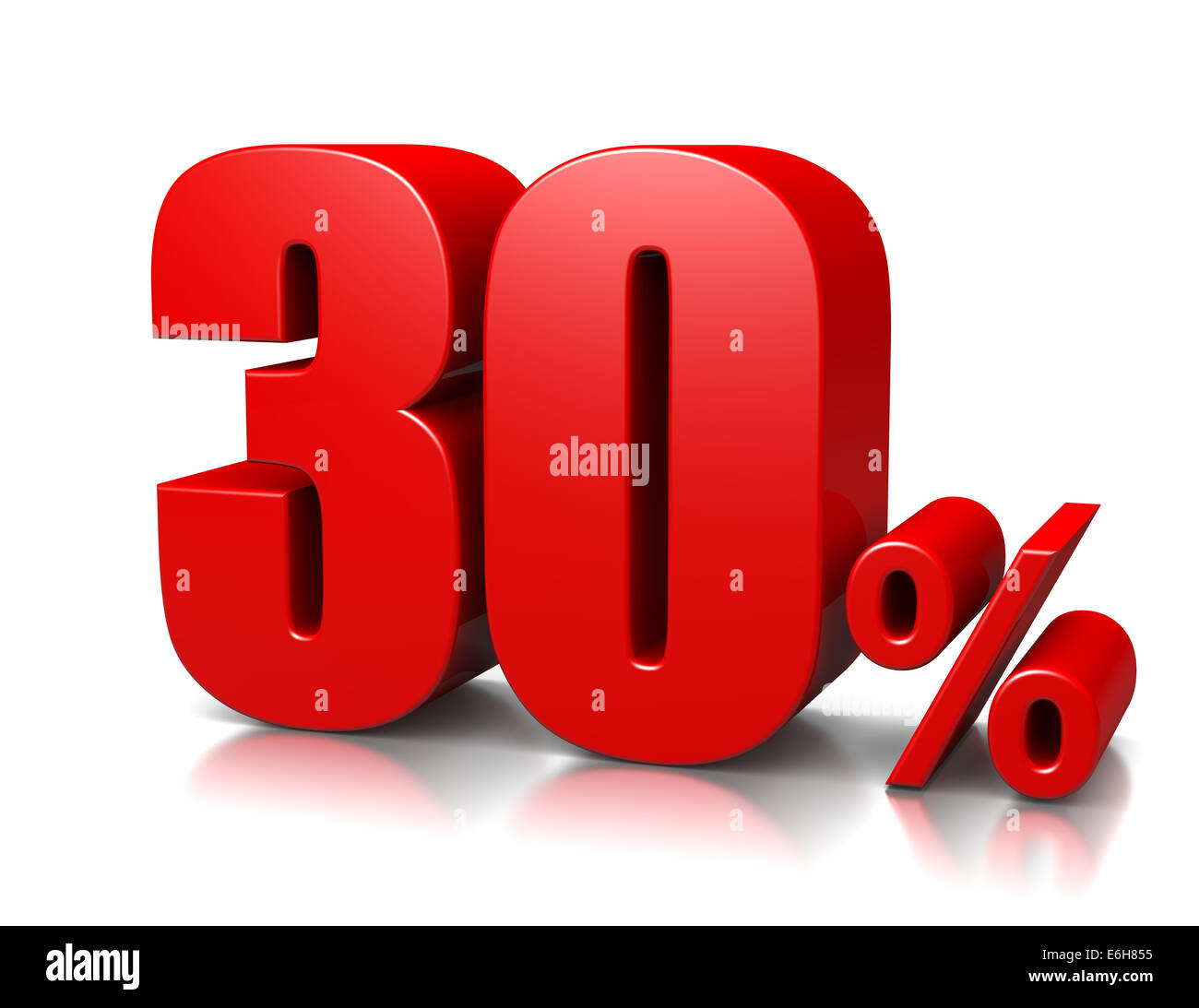 Red Thirty Percent Number on White Background 3D Illustration Stock ...