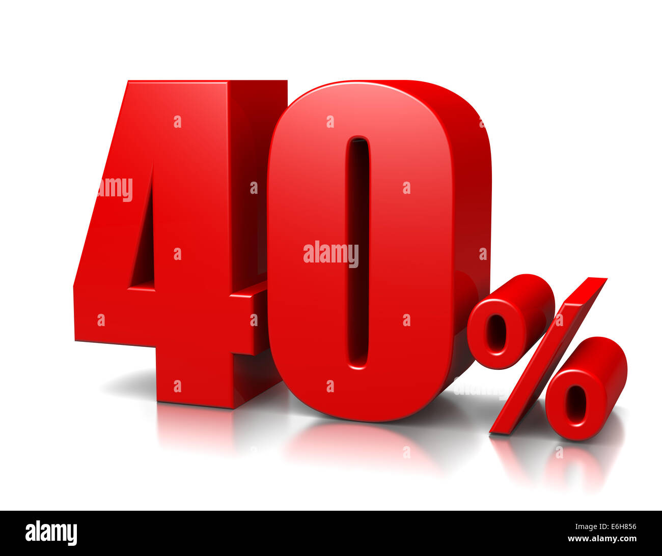 Red Forty Percent Number on White Background 3D Illustration Stock ...