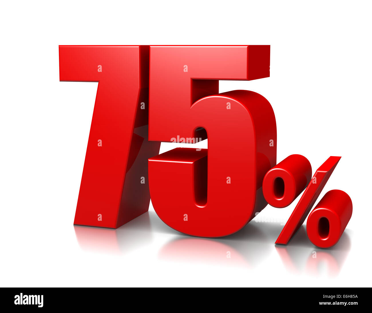 Red Seventy-Five Percent Number on White Background 3D Illustration ...