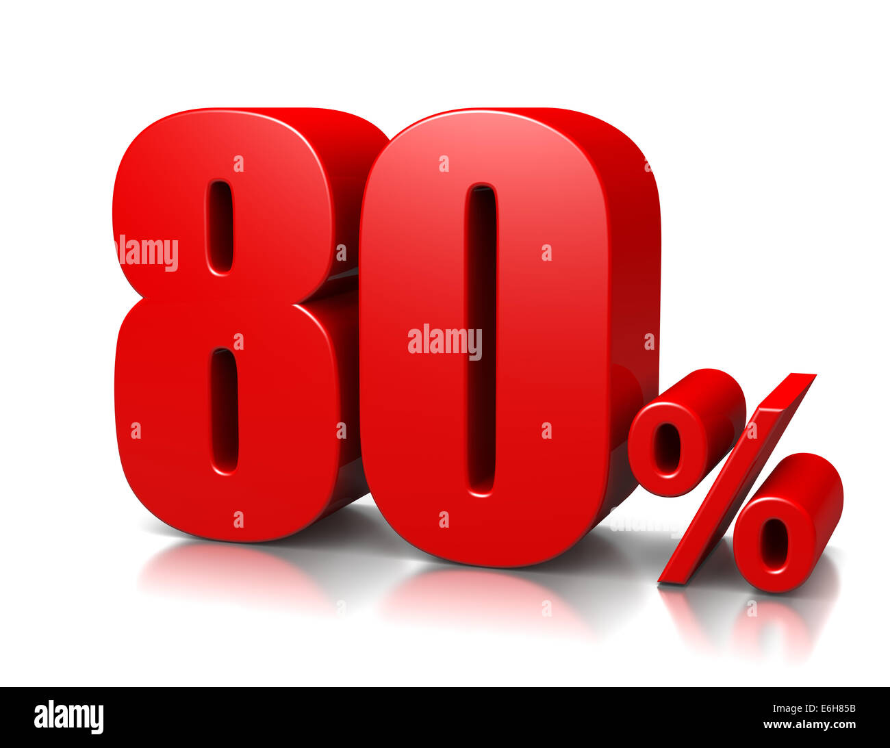 Red Eighty Percent Number on White Background 3D Illustration Stock ...