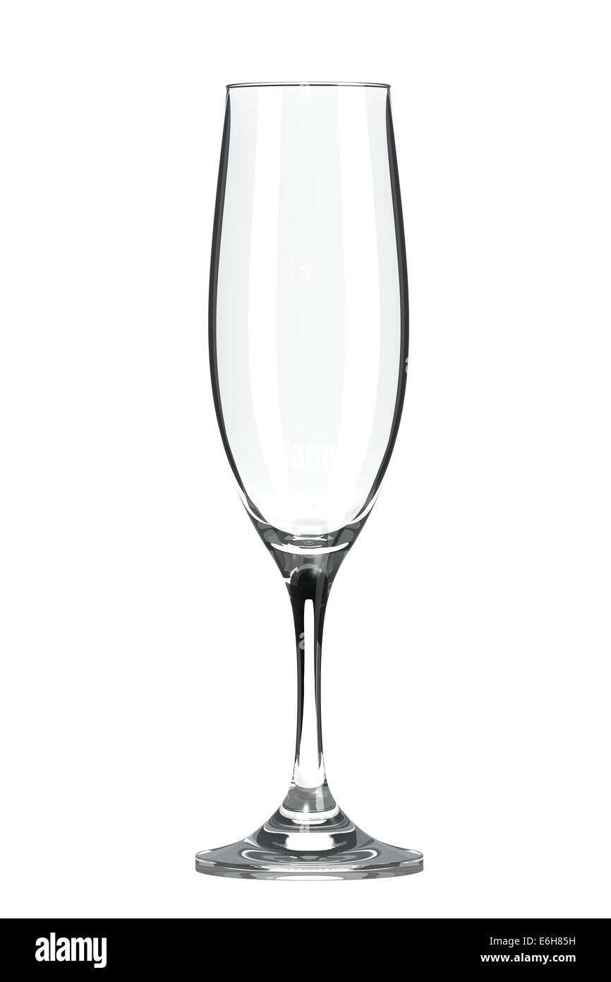 Empty Single Transparent Champagne Flute Glass on White Background ...