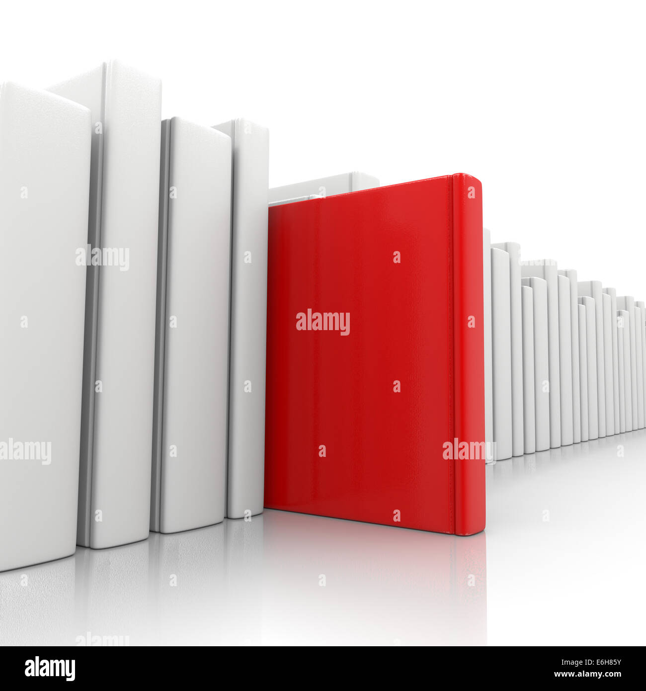 Bookcase and a Red Book Standing Up on White Background Stock Photo - Alamy