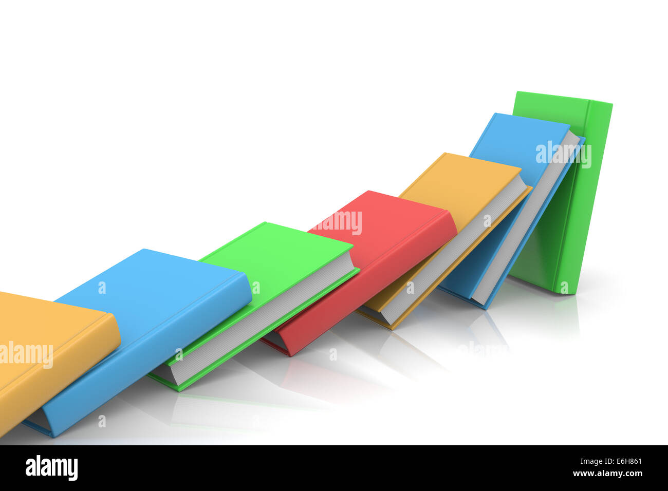 Colored Books Aligned Like Domino on White Background Stock Photo - Alamy