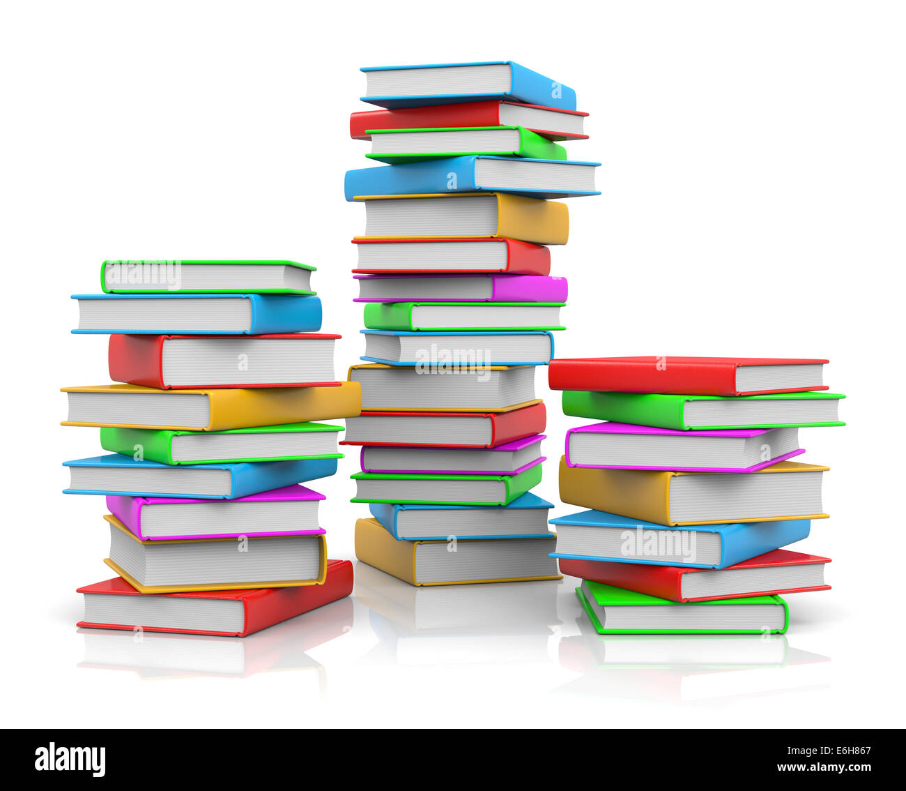 Piles of Colored Books on White Background Stock Photo - Alamy