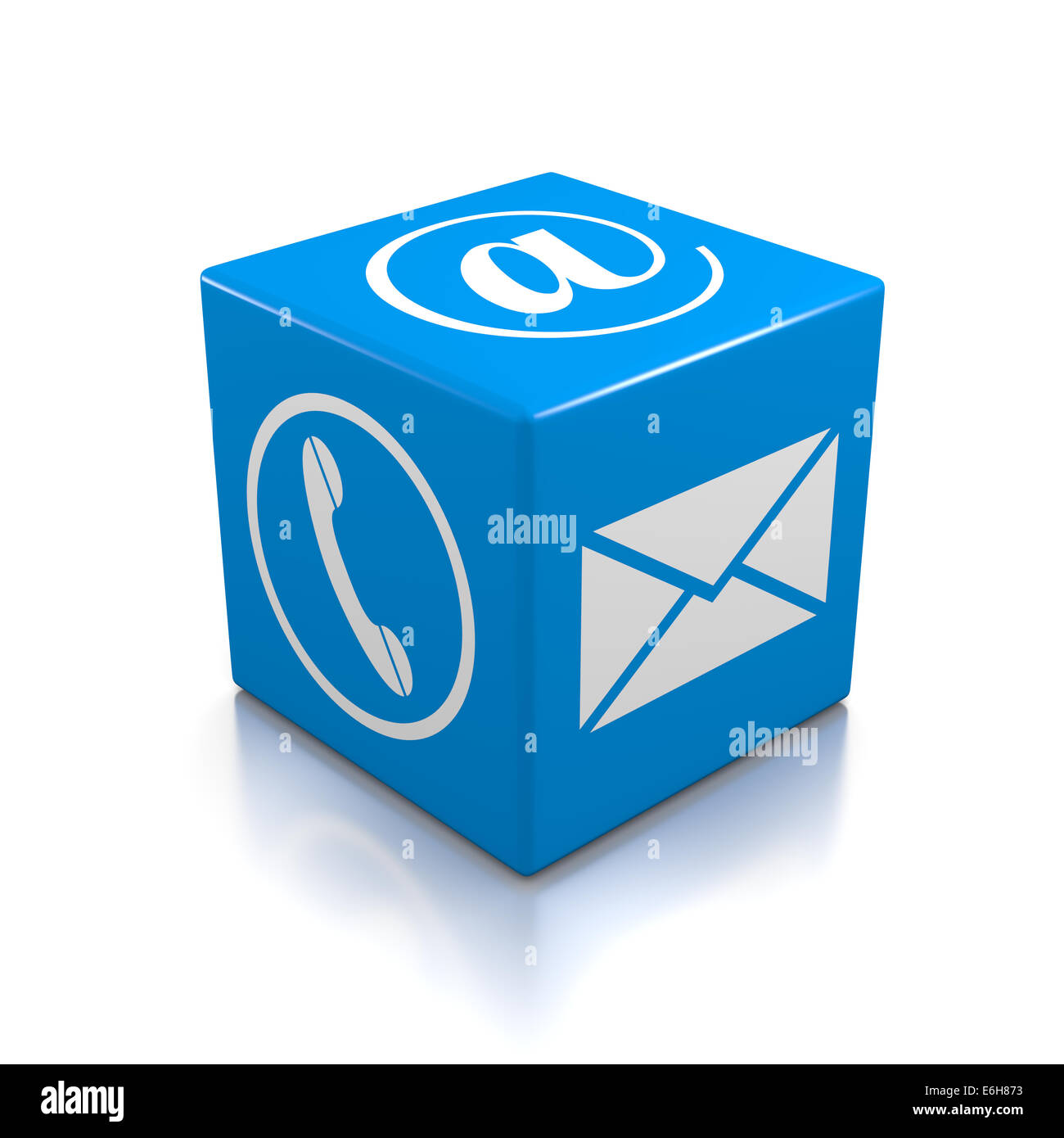 Contact Us Blue Cube on White Background Stock Photo - Alamy
