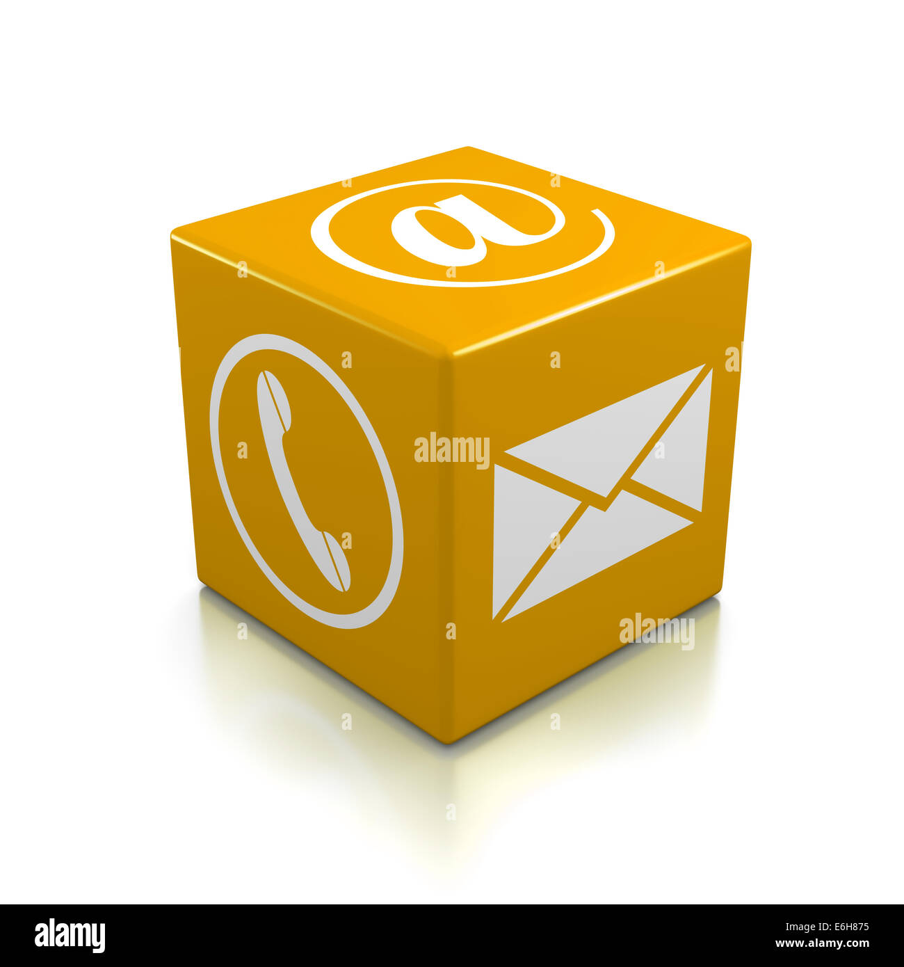 Contact Us Orange Cube on White Background Stock Photo - Alamy