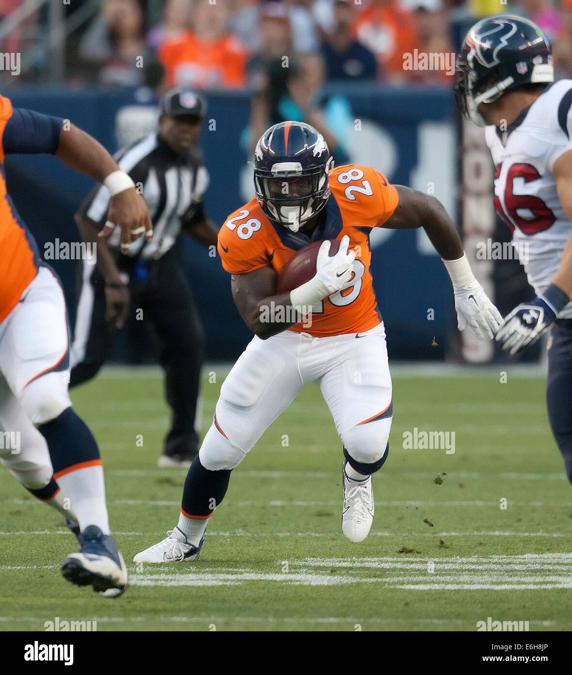 Denver, Colorado, USA. 23rd Aug, 2014. Broncos RB MONTEE BALL runs for ...