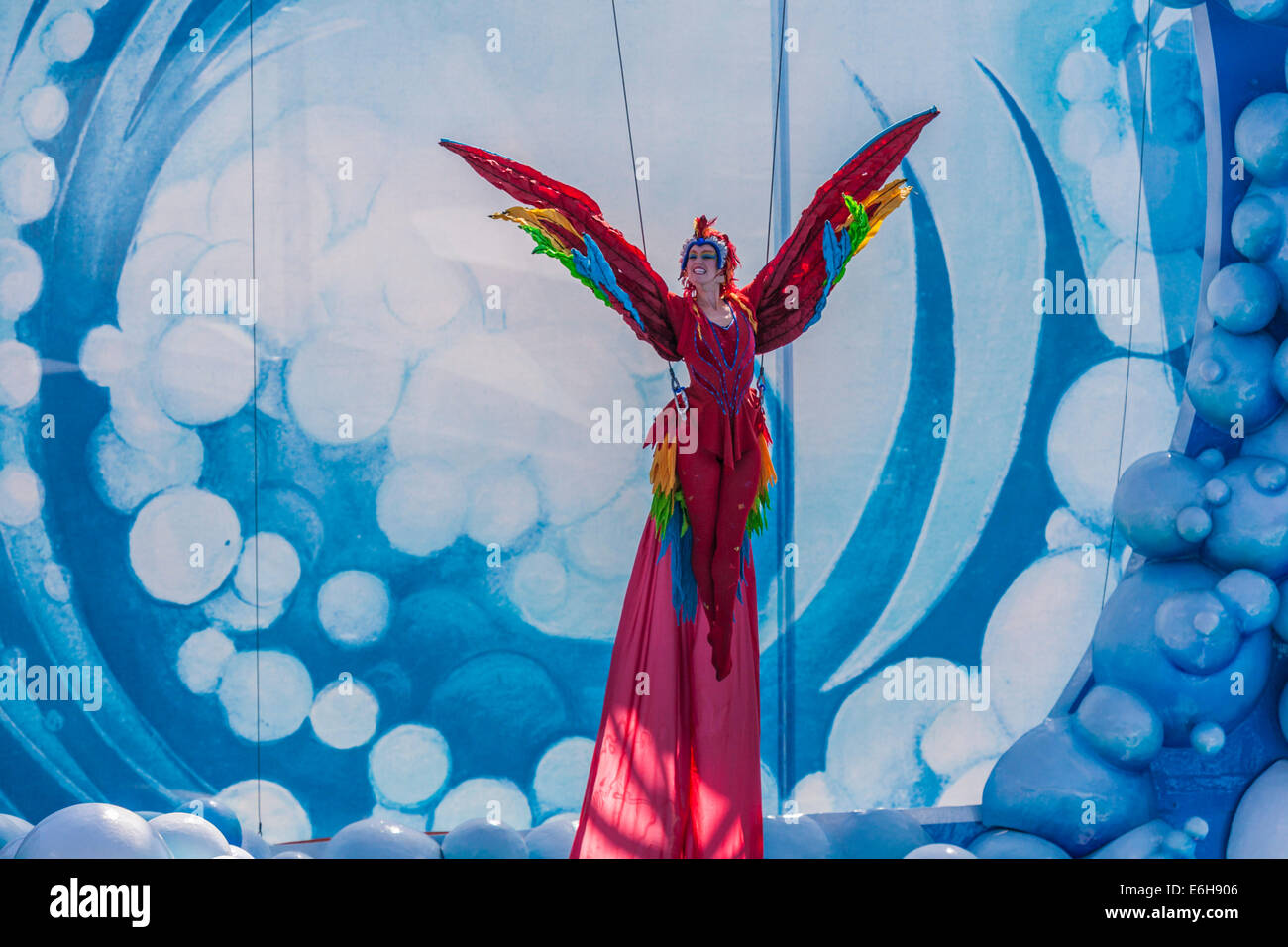 Acrobatic performer flying on cables during Blue Horizons show at Sea ...
