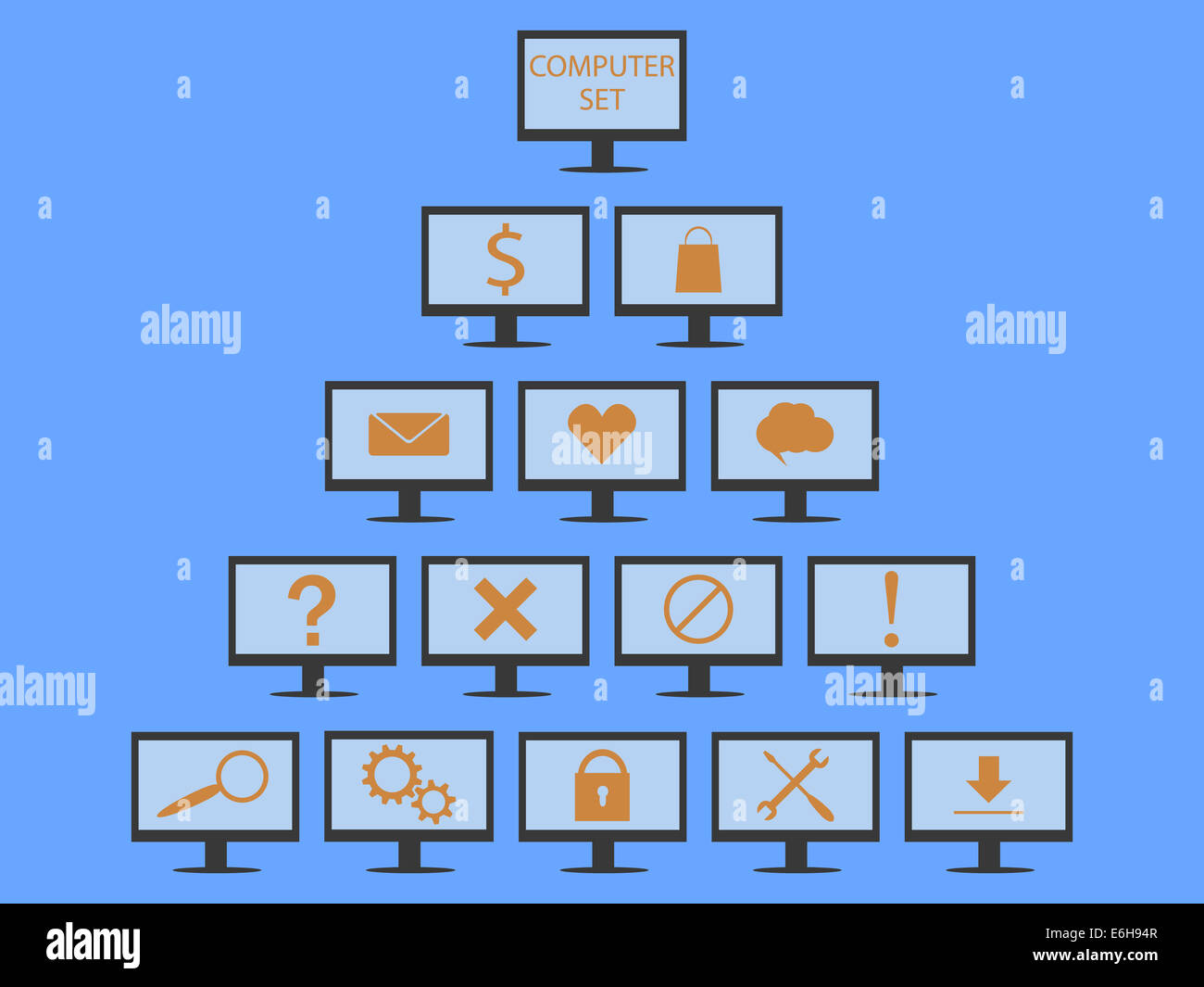 Flat computer set Stock Photo - Alamy