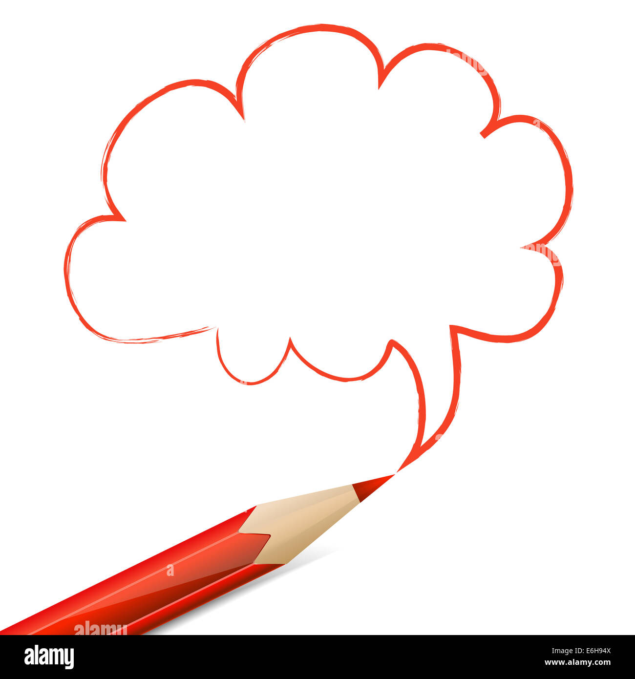 Red speech bubble drawn with pencil Stock Photo - Alamy