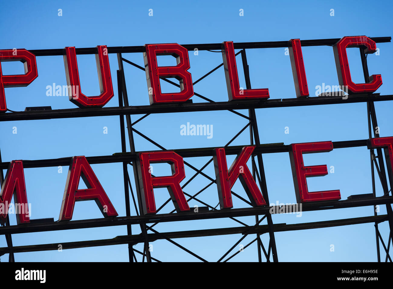 Public market sign at Pike Place Market Stock Photo - Alamy