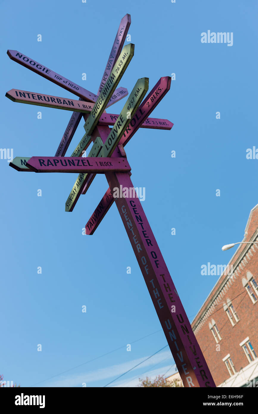 Center of the universe sign in Fremont, Seattle Stock Photo - Alamy
