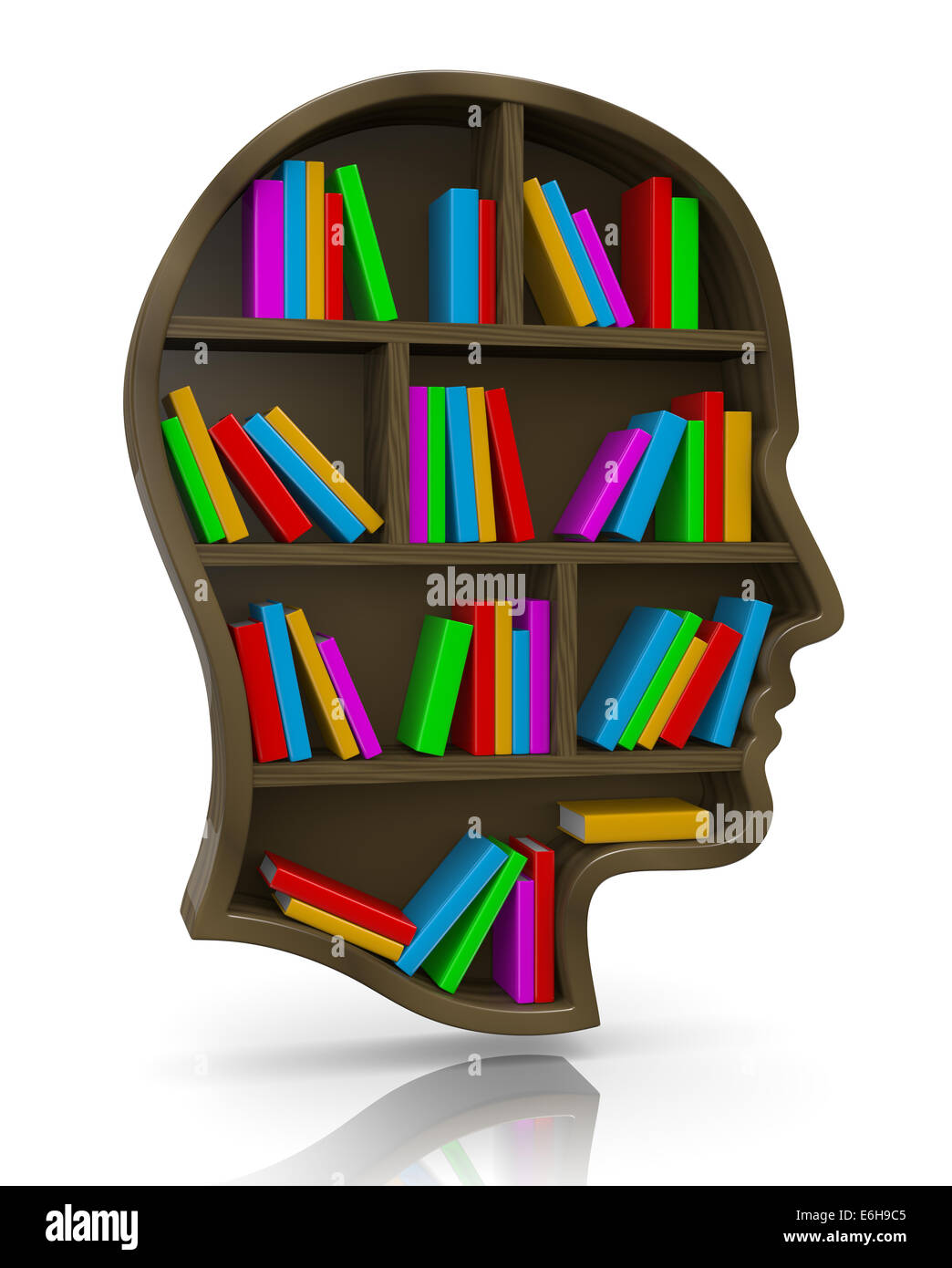 Wood Bookshelf in the Shape of Human Head Illustration, Wisdom Concept ...