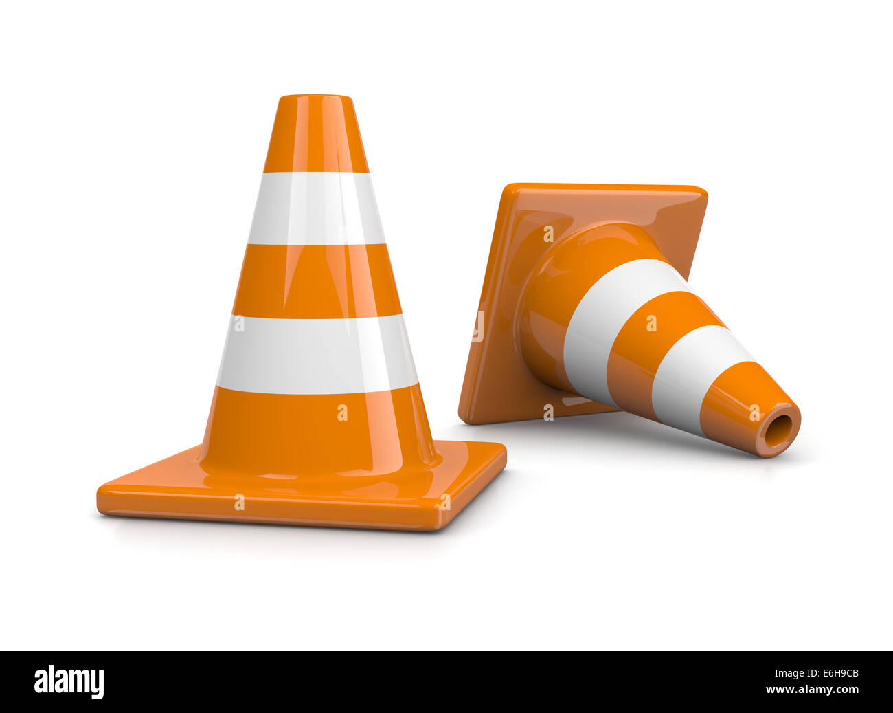 Two Orange Traffic Cones on White Background Stock Photo - Alamy