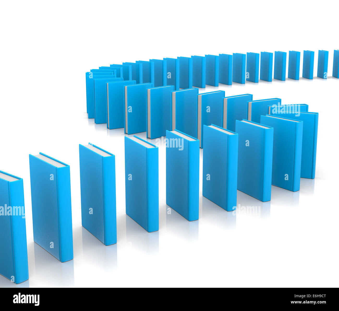 Blue Books Aligned Along a Path on White Background Stock Photo - Alamy