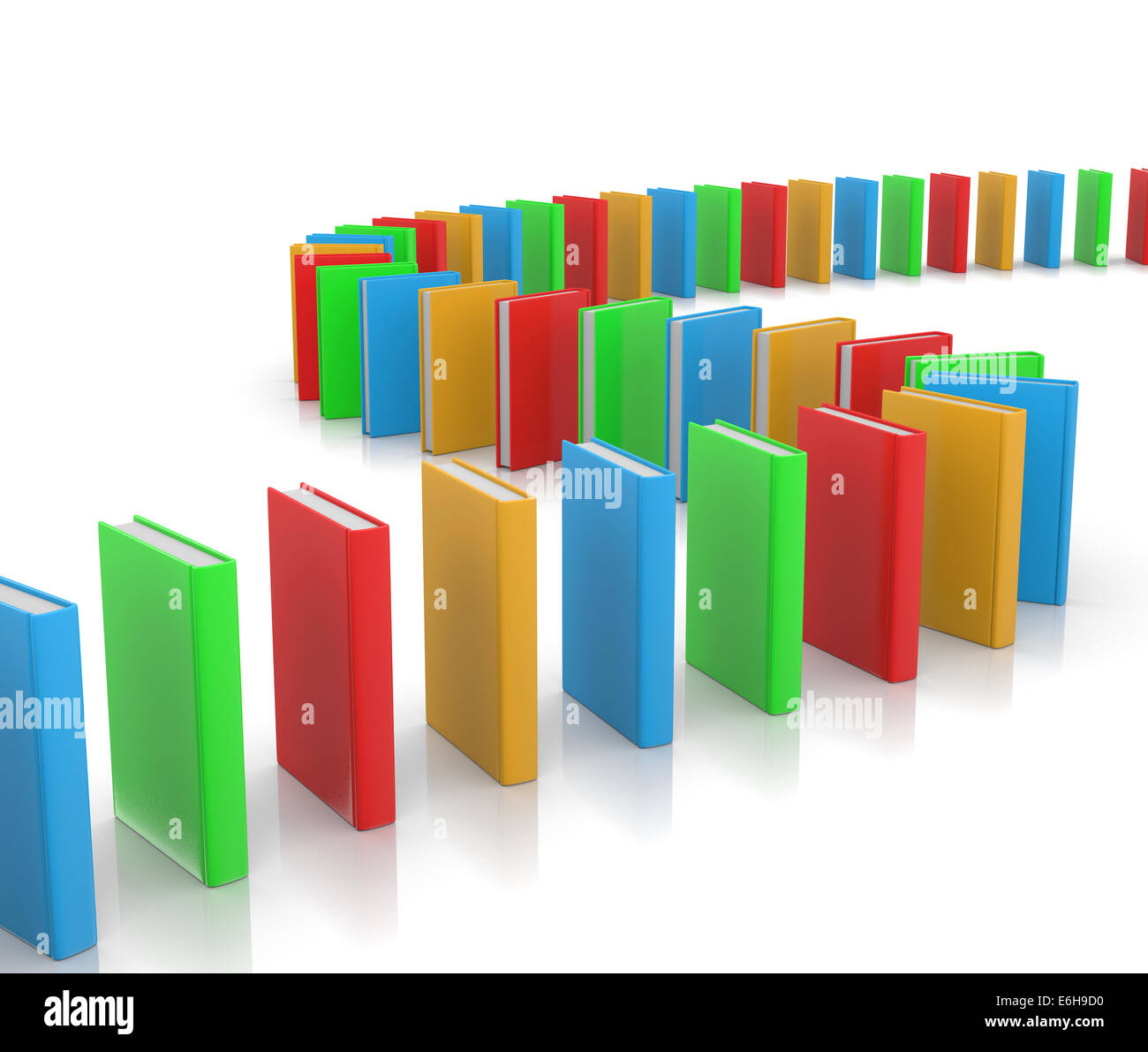 Colorful Books Aligned Along a Path on White Background Stock Photo - Alamy
