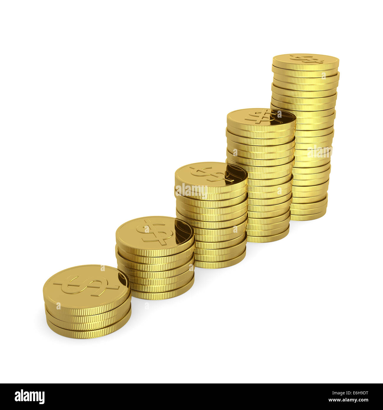 Rising Heaps of Dollar Pieces 3D Illustration Stock Photo - Alamy