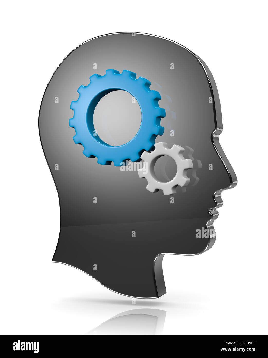 Human Head with Gears on White Illustration Stock Photo - Alamy