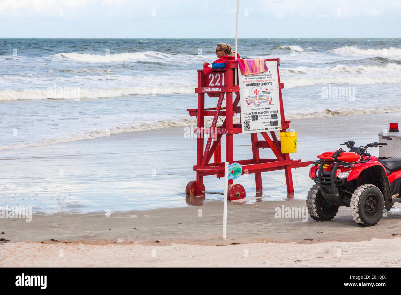 Lifeguard watches over the beach at Daytona Beach, Florida Stock Photo ...