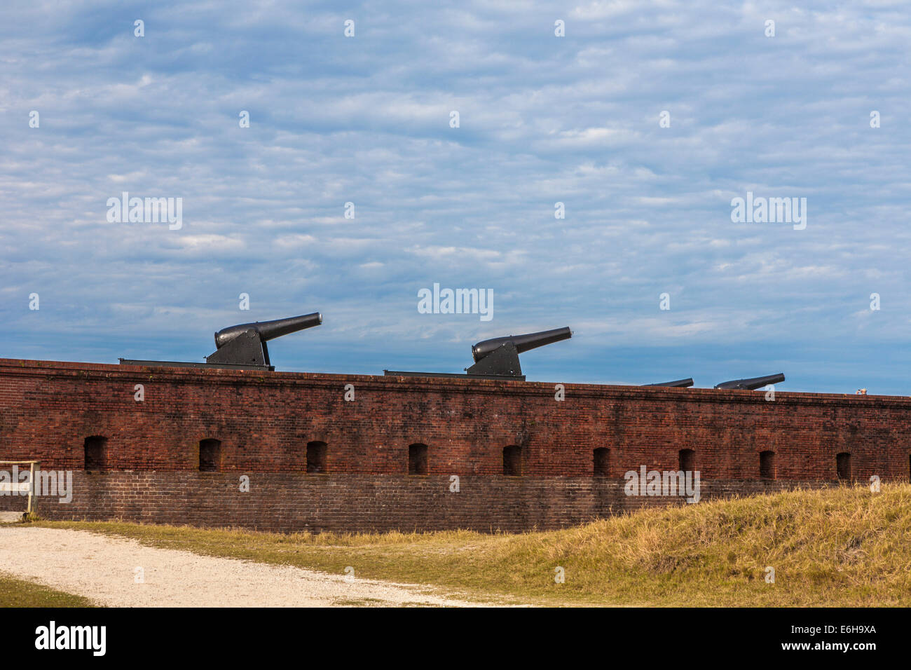 Cannons on top of wall at Fort Clinch in the Fort Clinch State Park at ...