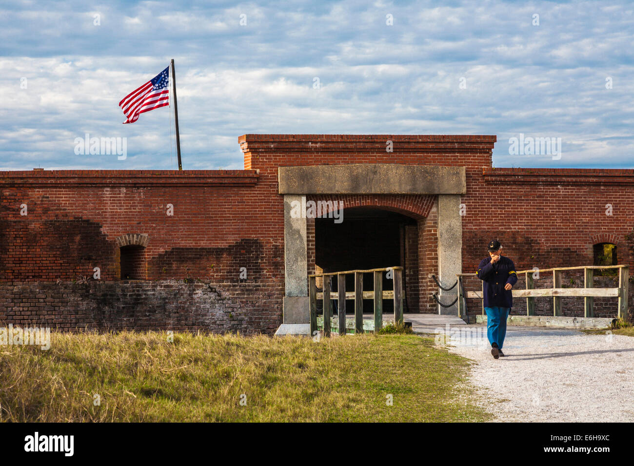 Character in uniform near entrance to Fort Clinch in the Fort Clinch ...