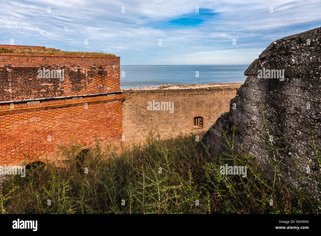 Atlantic Ocean beyond masonry walls at Fort Clinch in Fort Clinch State ...