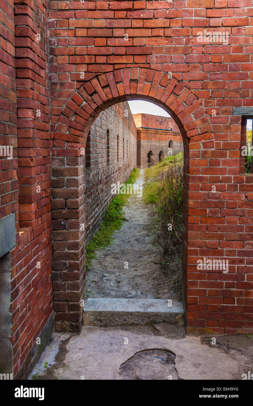 Arched doorway inside the walls of Fort Clinch in Fort Clinch State ...