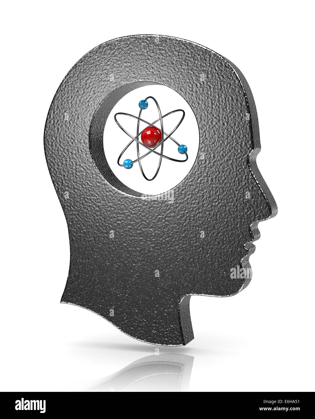 Human Head with Atom Inside on White Illustration Stock Photo - Alamy