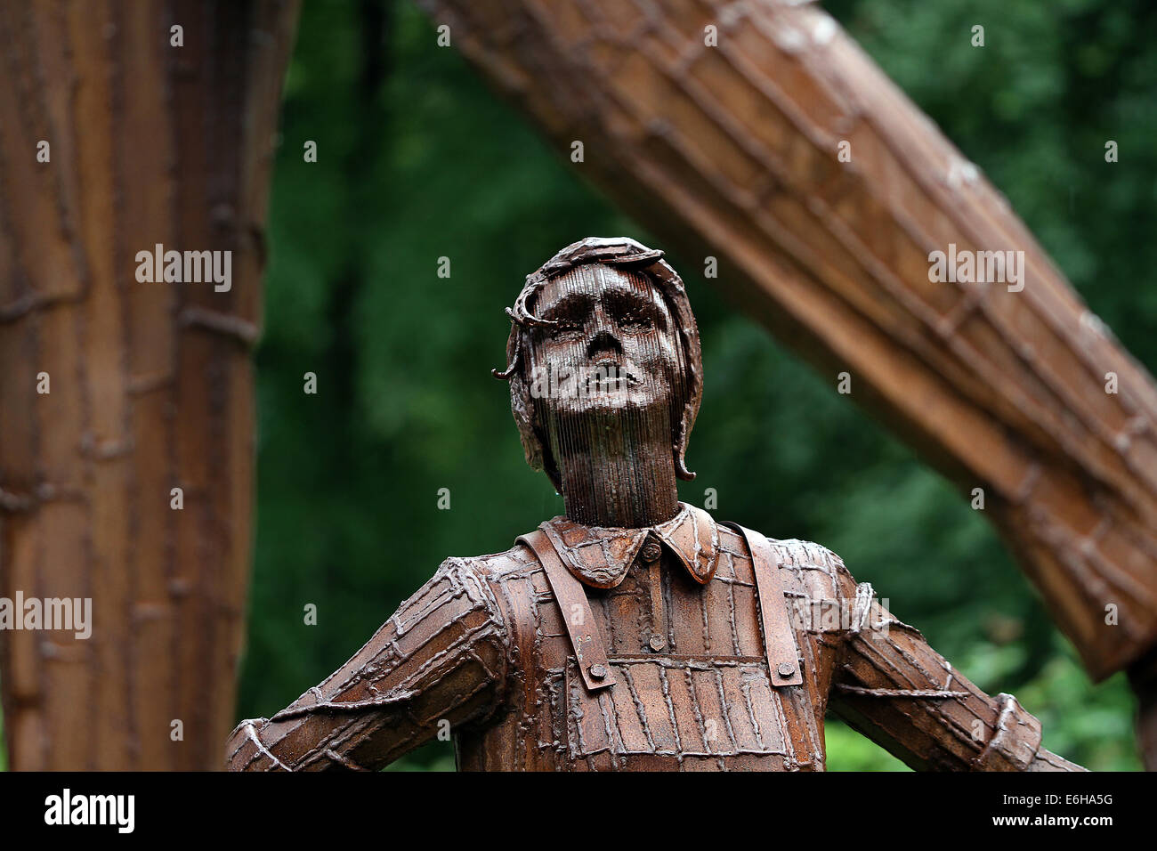Rust resistant steel statues or sculptures in forest to commemorate ...