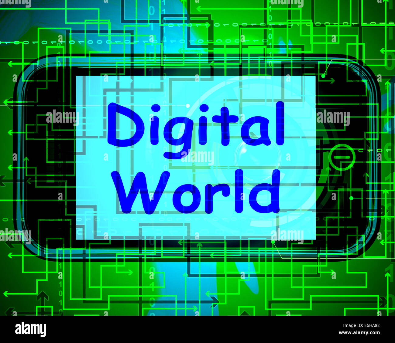 Digital World On Phone Meaning Connection Internet Web Stock Photo - Alamy