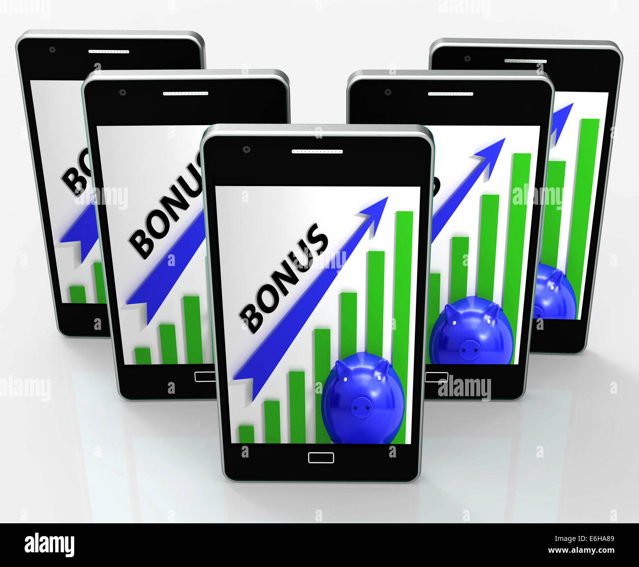 Bonus Graph Phone Showing Incentives Rewards And Premiums Stock Photo ...