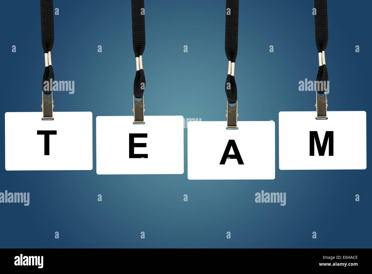 team word on badge with blue background Stock Photo - Alamy