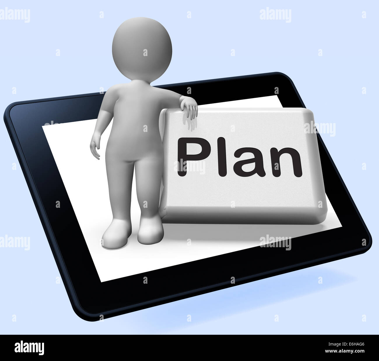 Plan Button With Character Showing Objectives Planning And Organizing ...