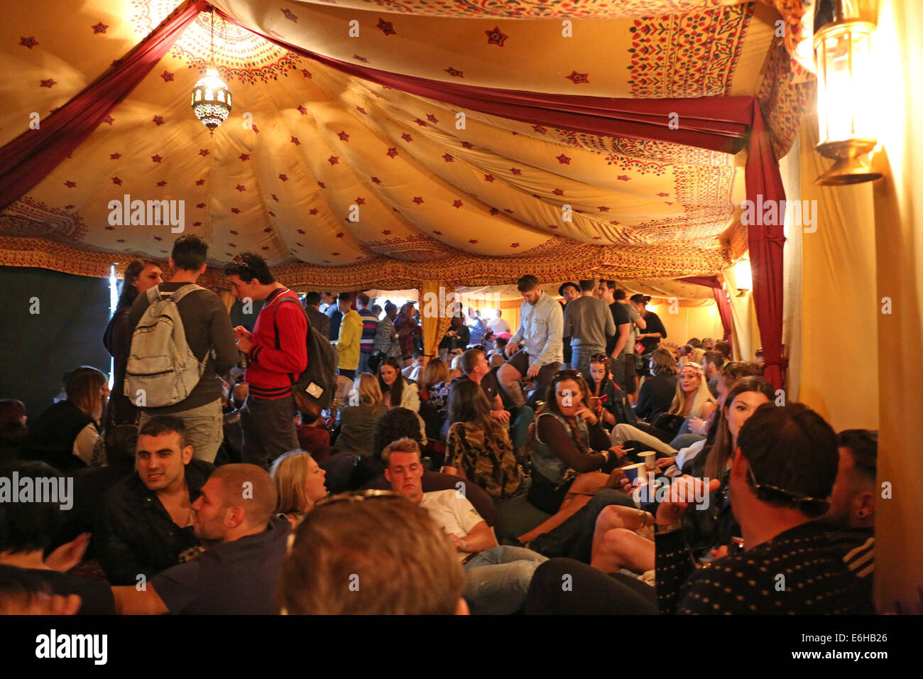 London, UK. 23rd Aug, 2014. Pictures showing a packed VIP tent in the ...