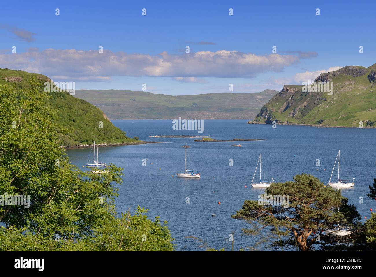 View over the Sound of Raasay, from the hill above Portree, Isle of ...
