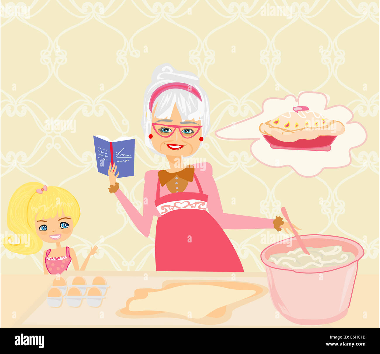Grandma baking cookies with her granddaughter Stock Photo - Alamy